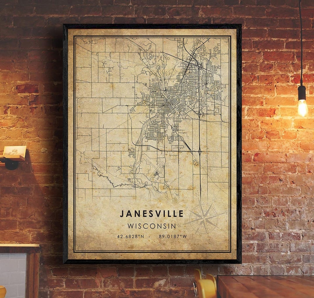Janesville Map Print | Janesville Map | Wisconsin Map Art | Janesville ...