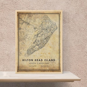 Hilton Head Island Map Print Hilton Head Island Map South | Etsy