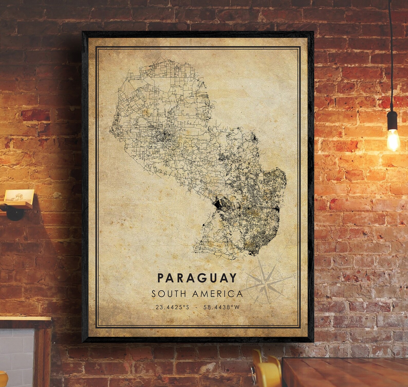 Paraguay Vintage Map Print Paraguay Map South America Map - Etsy