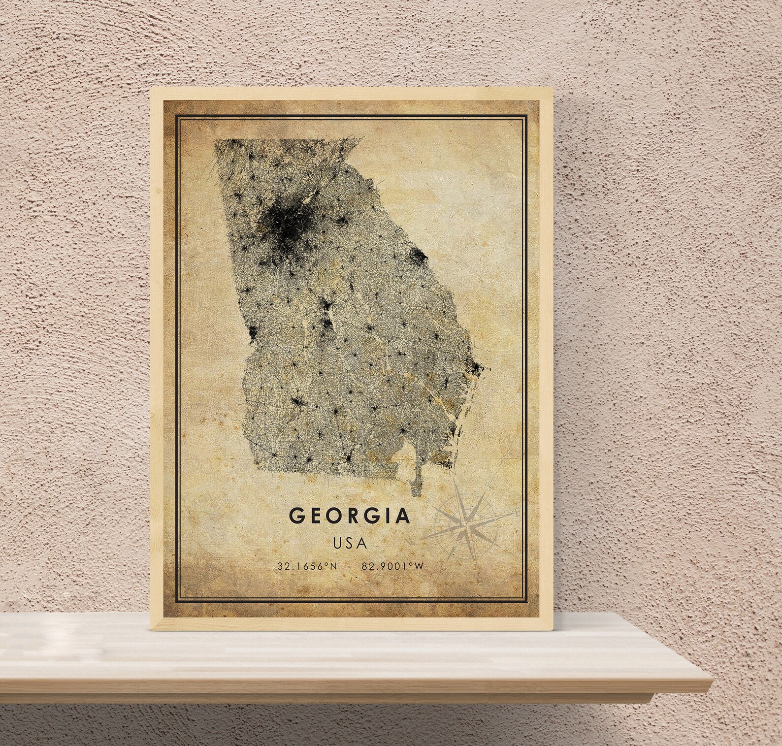 Georgia Vintage Map Print Georgia Map State Map Art - Etsy