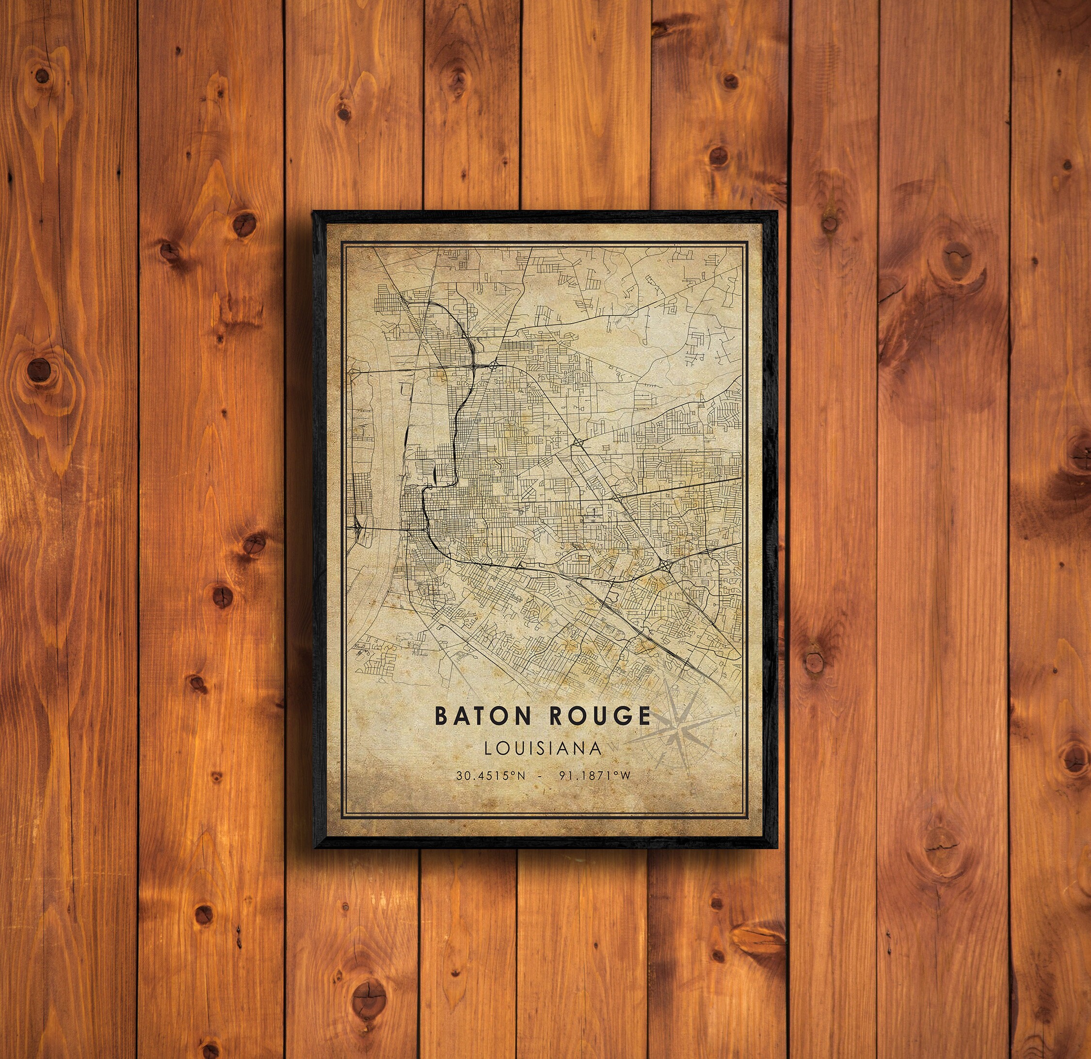 Baton Rouge Vintage Map Print Baton Rouge Map Louisiana | Etsy
