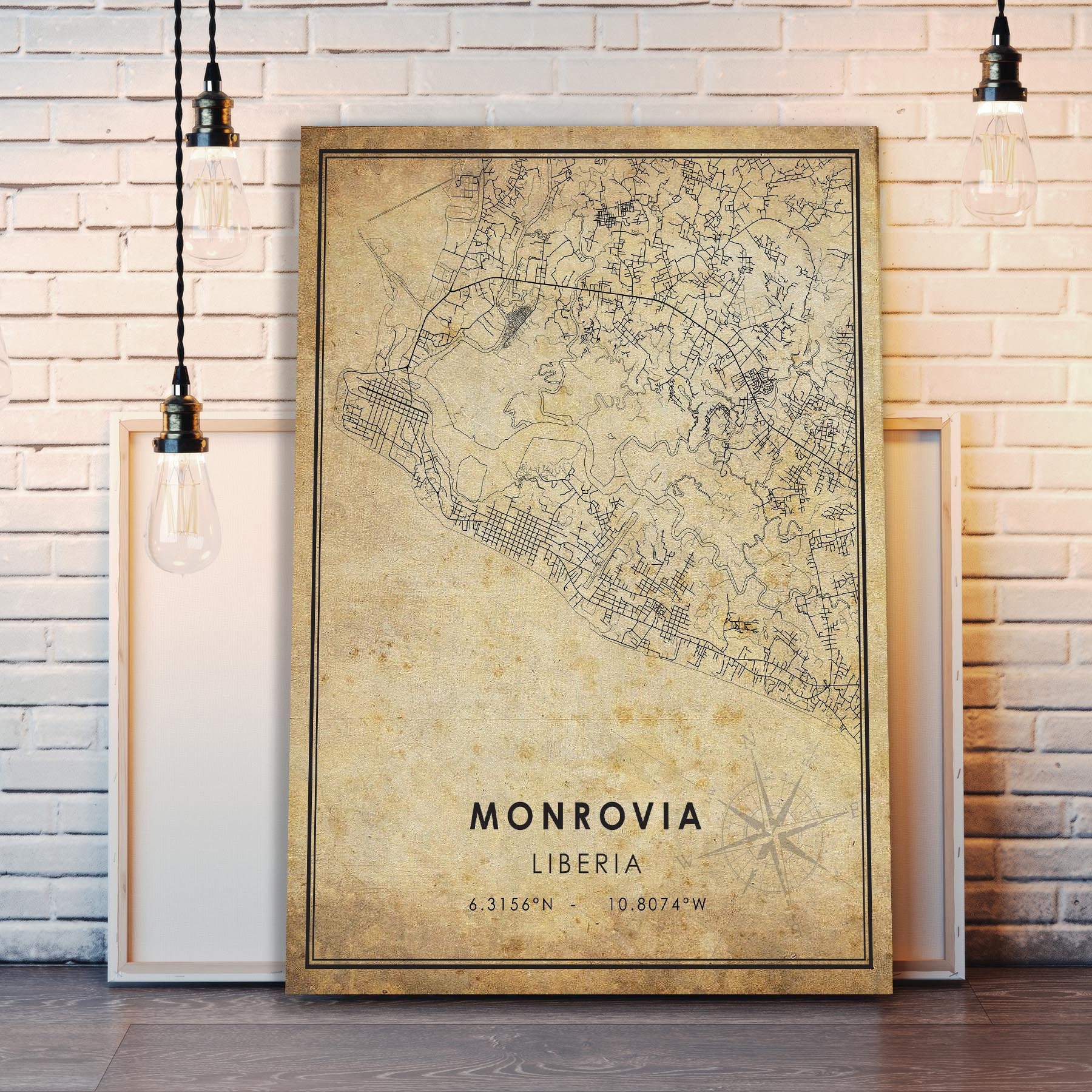 Monrovia Vintage Map Print | Monrovia Liberia Map Art | Monrovia City ...