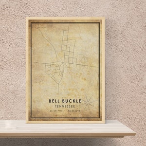 Bell Buckle Vintage Map Print Tennessee Map Bell Buckle | Etsy
