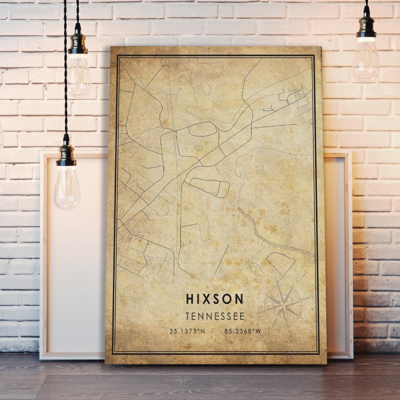 Hixson Vintage Map Print Hixson Map Tennessee Map Art - Etsy