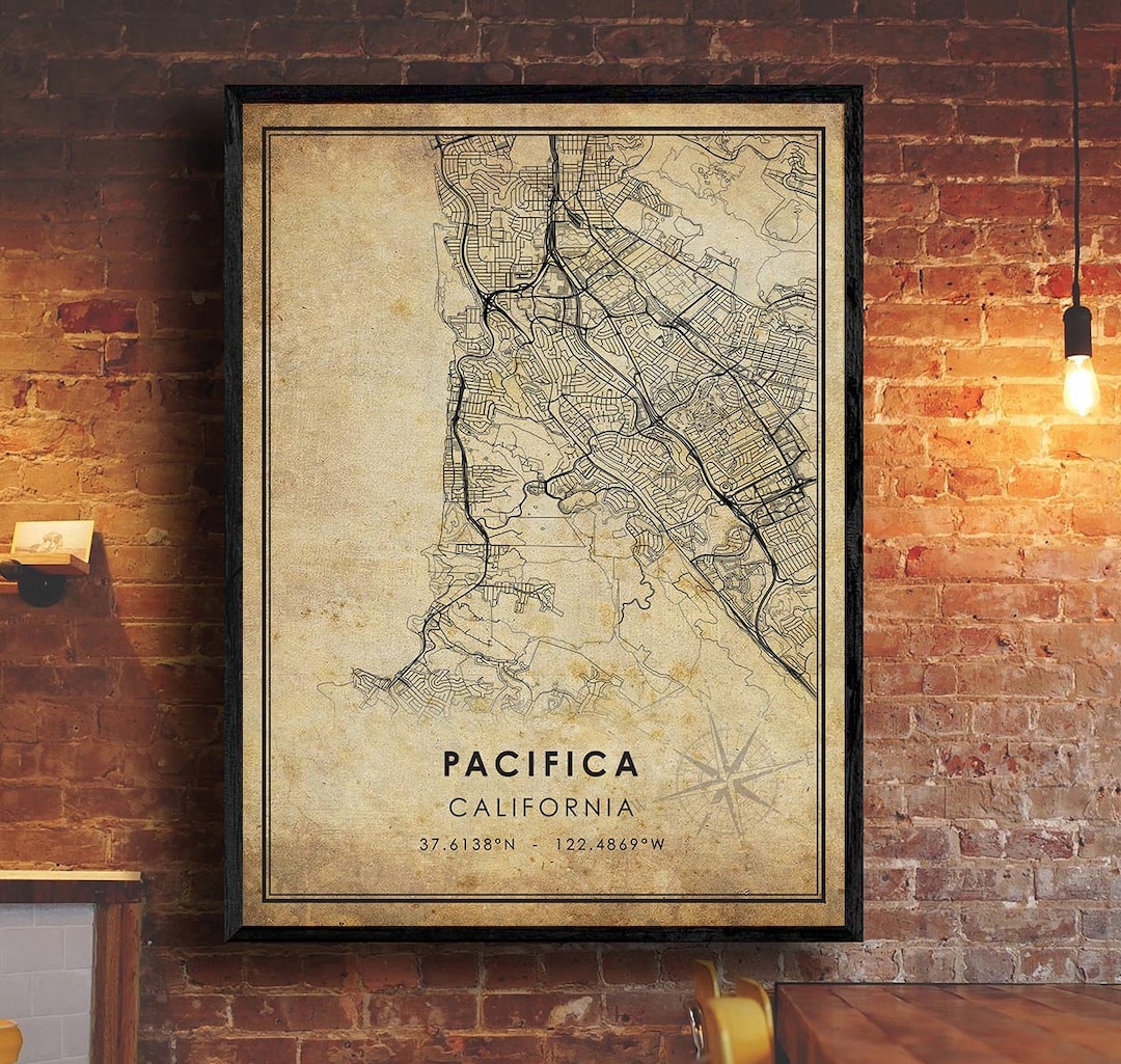 Pacifica Map Print | Pacifica Map | California Map Art | Pacifica Road ...