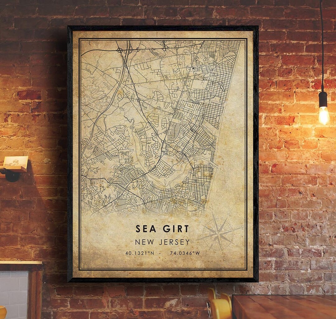 Sea Girt Map Print | Sea Girt Map | New Jersey Map Art | Sea Girt City ...