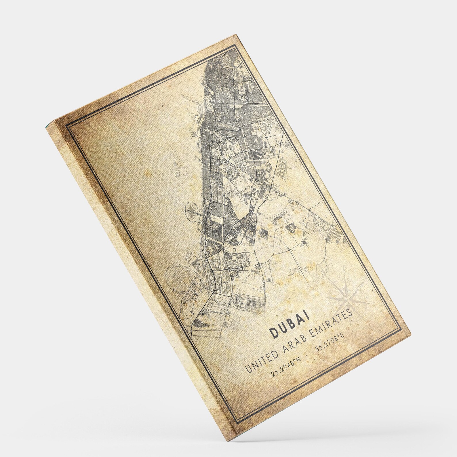Dubai Vintage Map Print Dubai Map UAE Map Art Dubai City Road Map ...