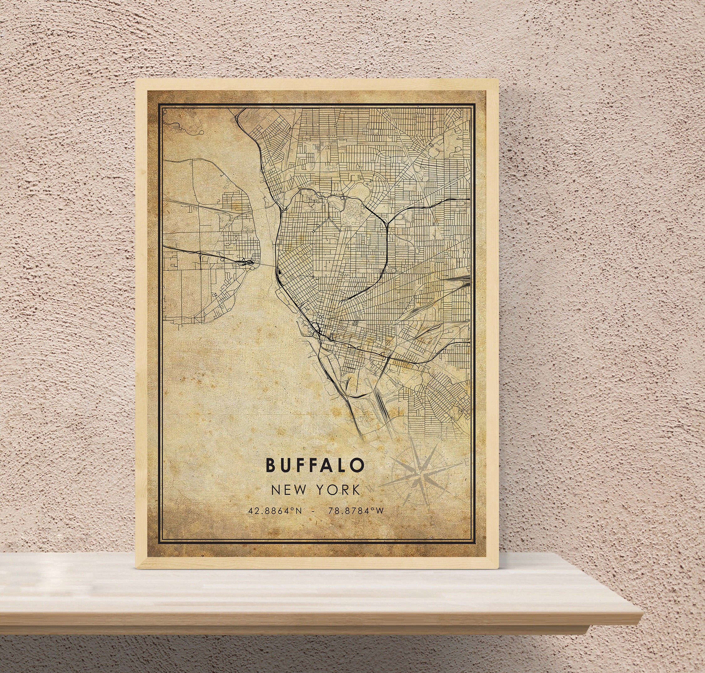 Buffalo Vintage Map Print Buffalo Map New York Map Art | Etsy