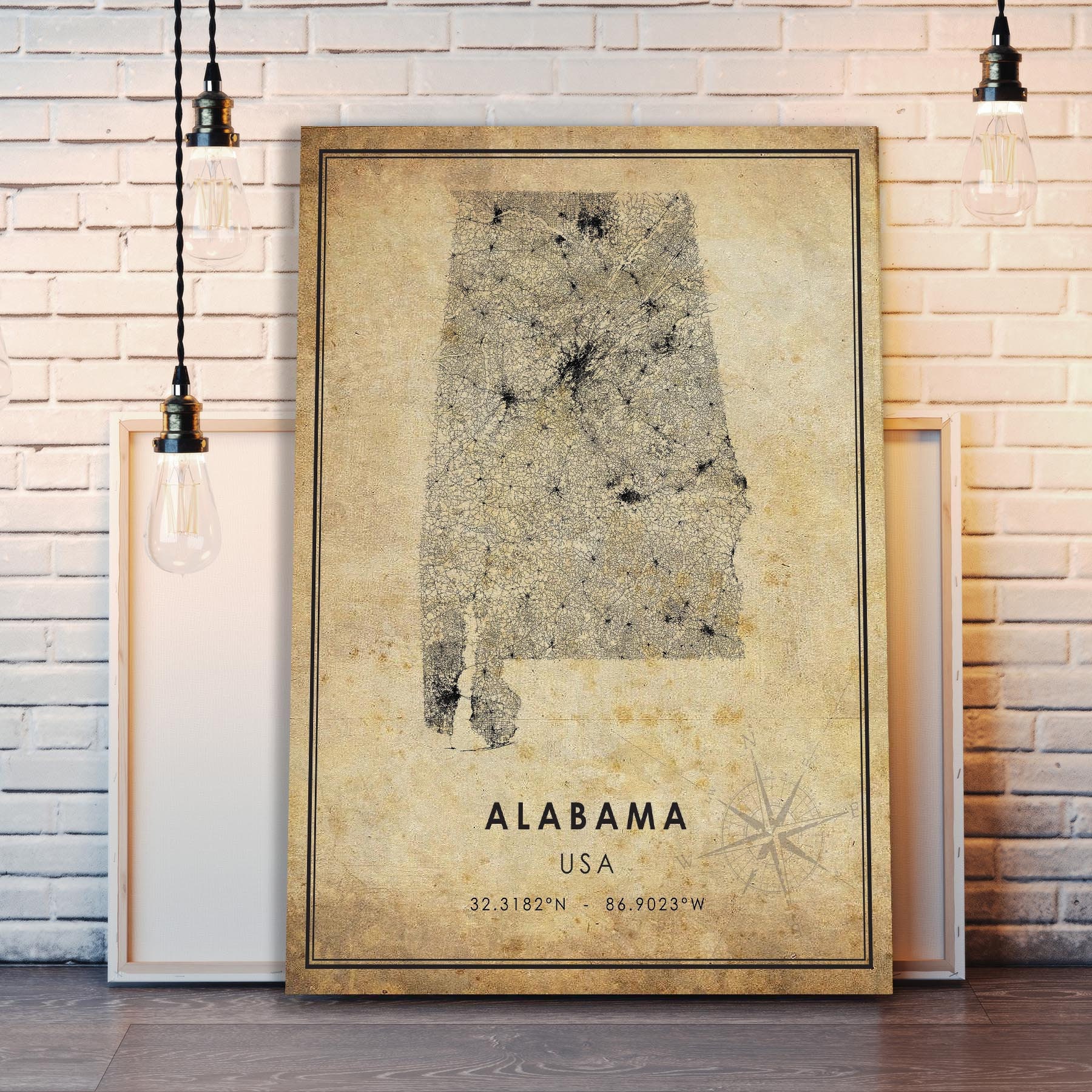 Alabama Vintage Map Print | Alabama Map | Alabama Map Art | Alabama ...