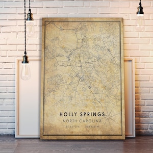 Holly Springs Vintage Map Print | Holly Springs Map | North Carolina ...