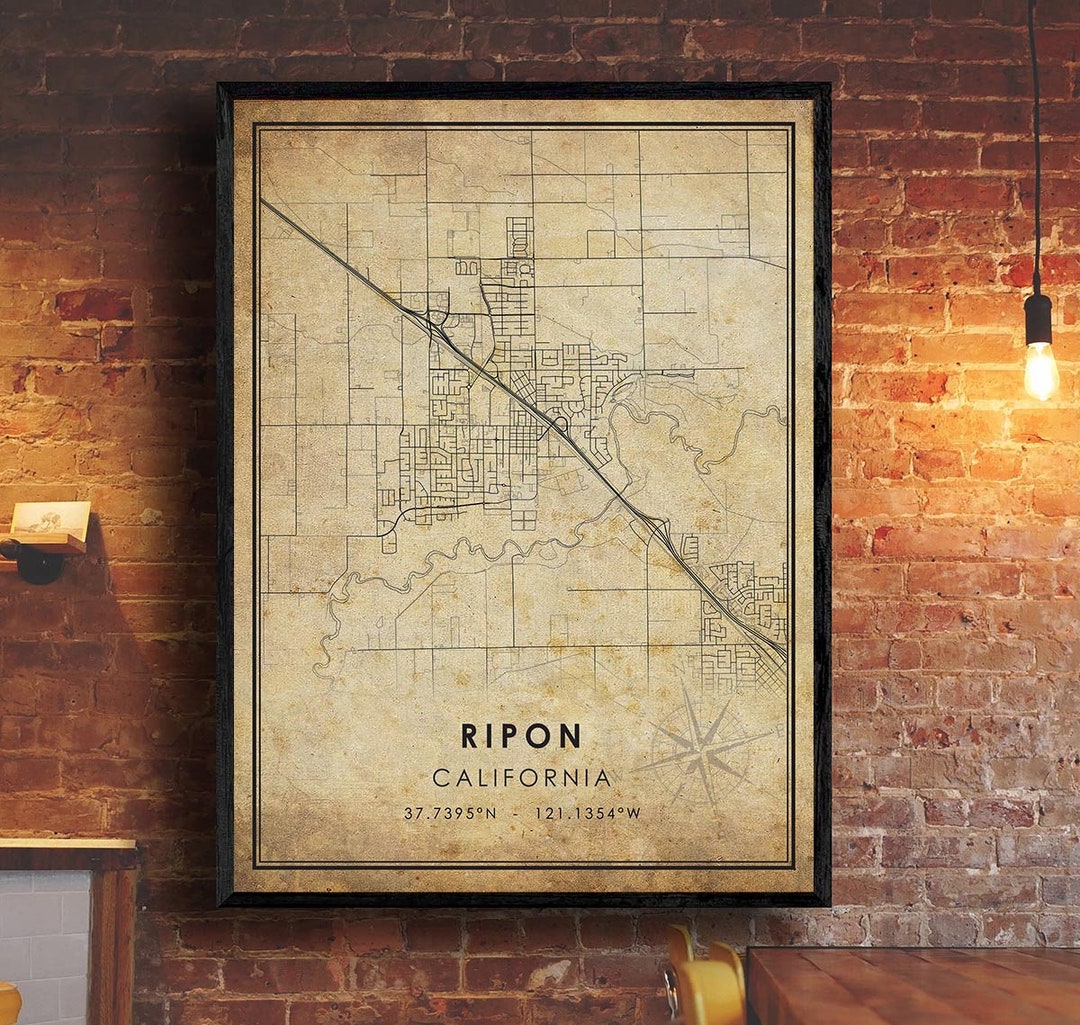 Ripon Map Print Ripon Map California Map Art Ripon City Road Map Poster ...