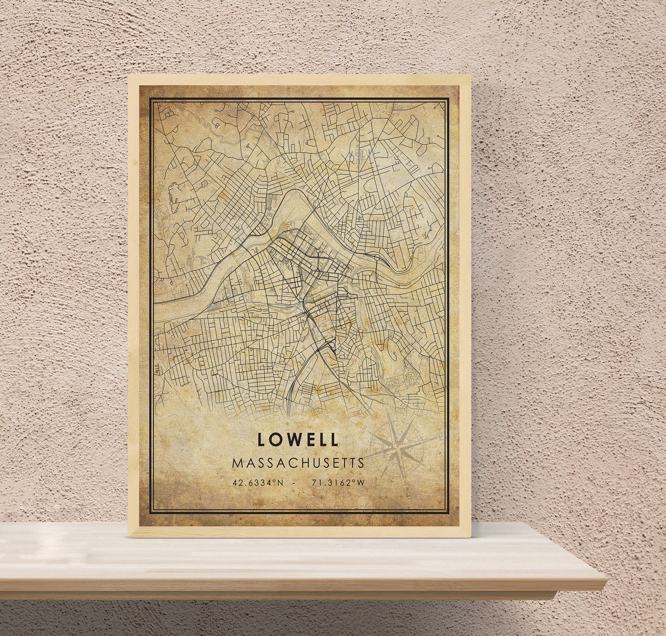 Lowell Vintage Map Print Lowell Map Massachusetts Map Art | Etsy