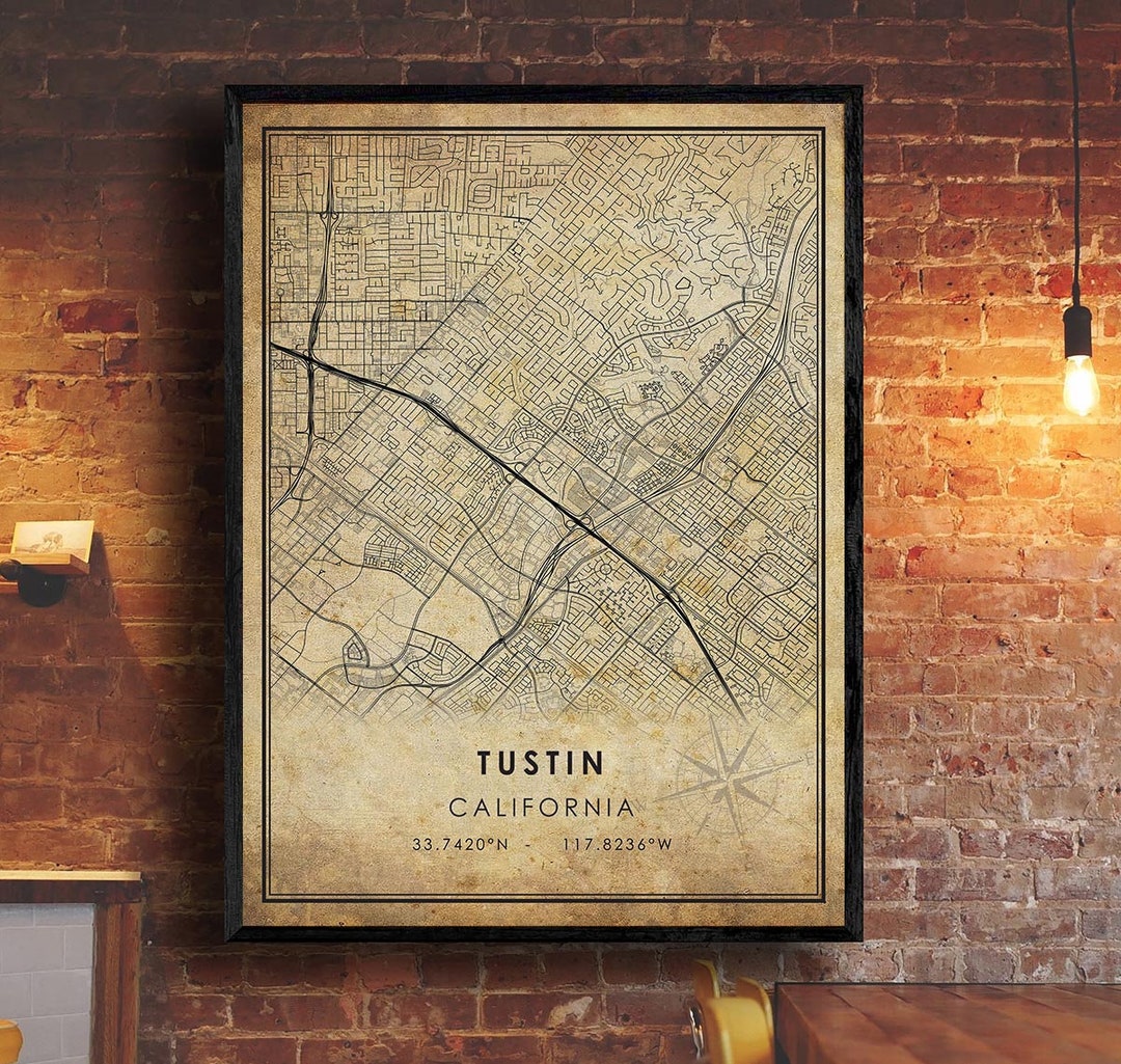 Tustin Map Print | Tustin Map | California Map Art | Tustin City Road ...