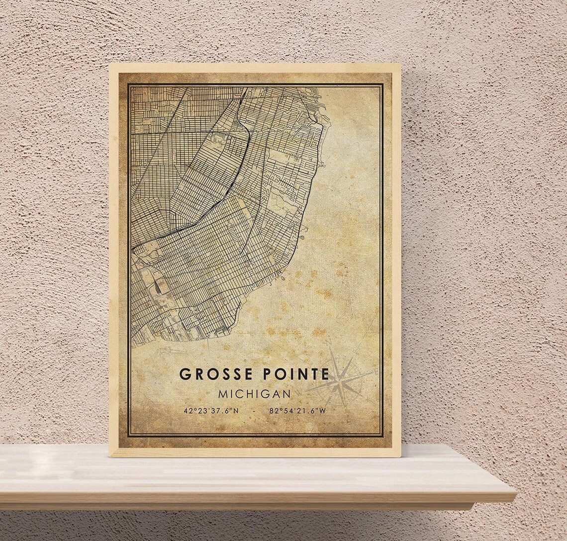 Grosse Pointe Map Print Grosse Pointe Map Michigan Map Art | Etsy