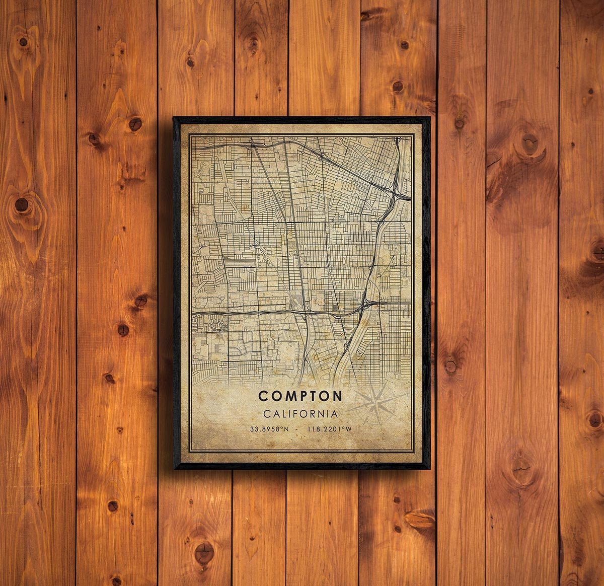 Compton Map Print Compton Map California Map Art Compton | Etsy