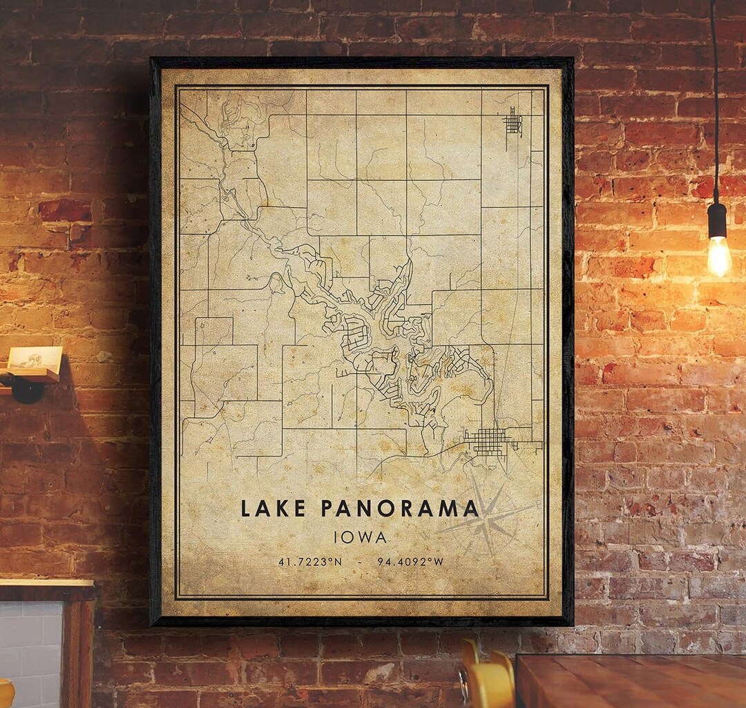 Lake Panorama Map Print | Lake Panorama Map | Iowa Map Art | Lake ...
