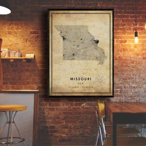 Missouri Vintage Map Print | Missouri Map | USA Map Art | Missouri City ...