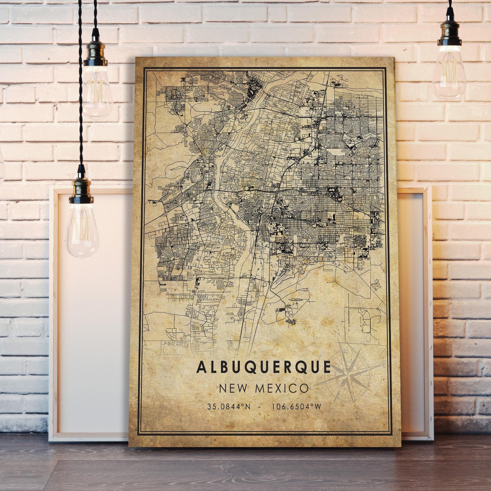 Albuquerque Vintage Map Print | Albuquerque Map | New Mexico City Road ...