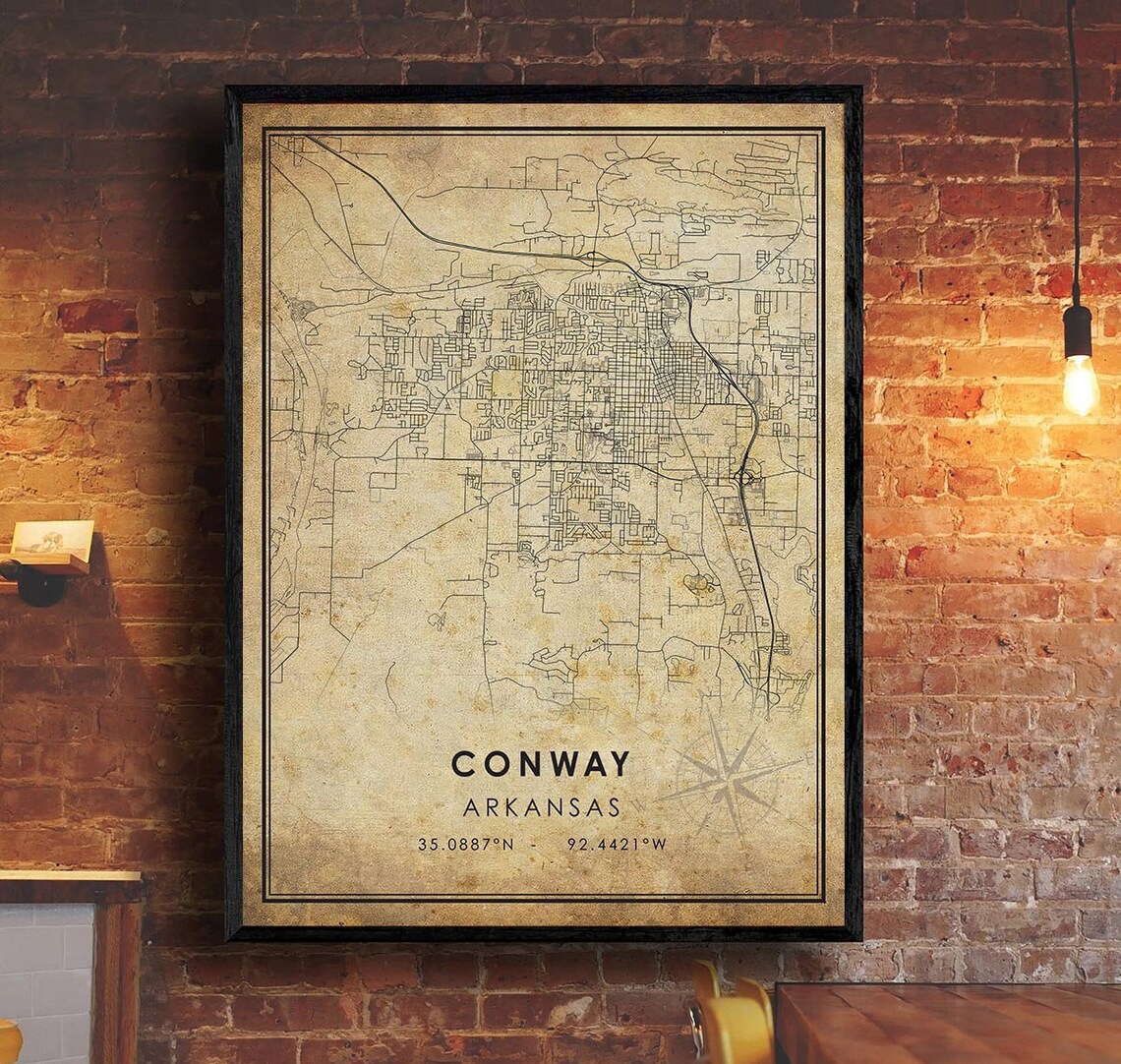 Conway Vintage Map Print Conway Map Arkansas Map Art - Etsy