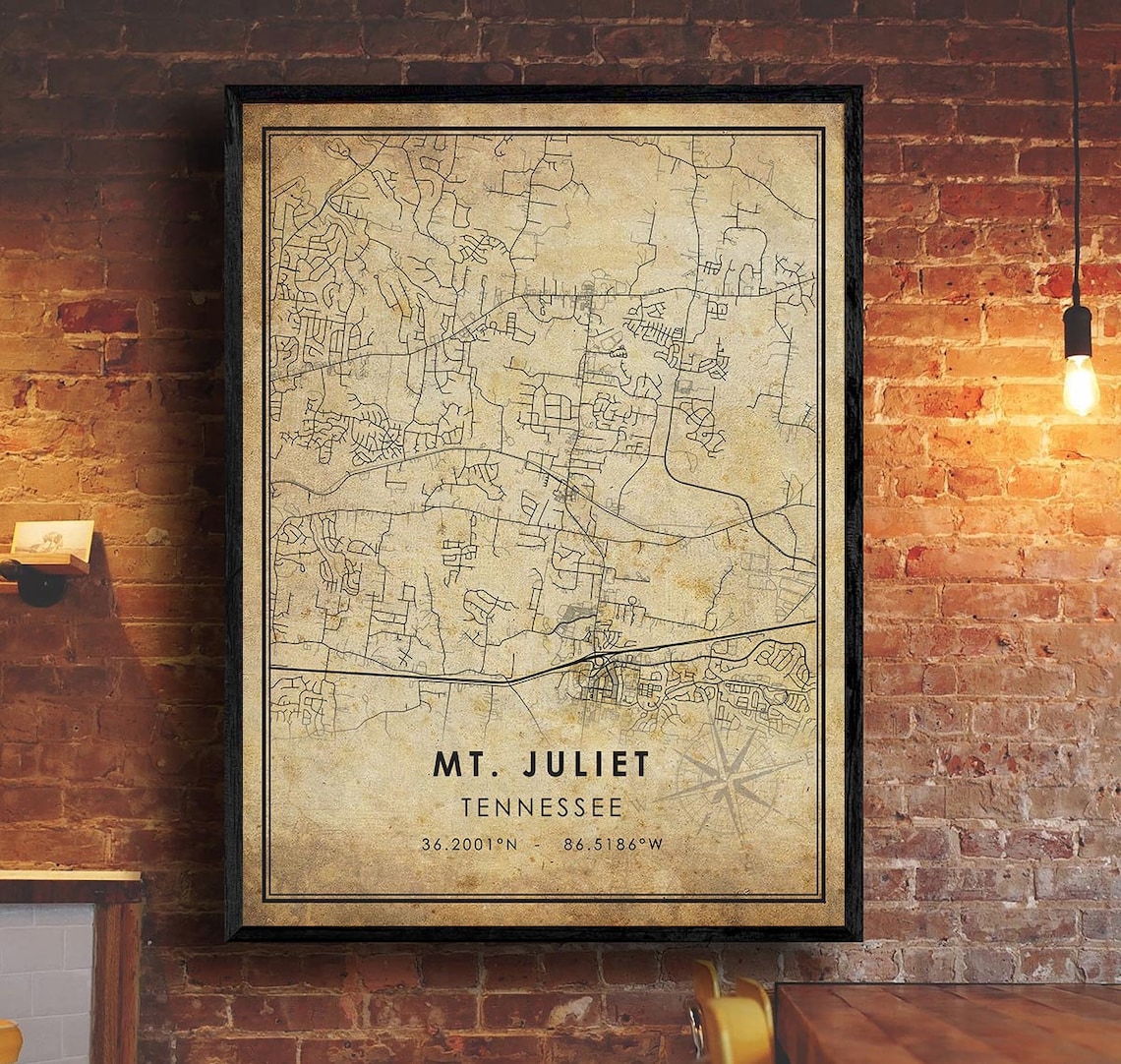 Mt. Juliet Vintage Map Print | Mt. Juliet Tennessee Map | Mt. Juliet ...