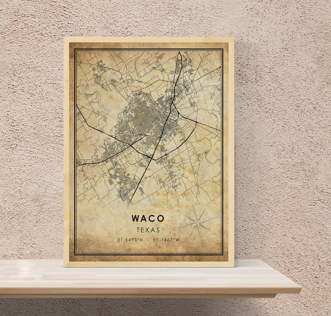 Waco Vintage Map Print Waco Texas Map Waco City Road Map | Etsy