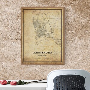 Landskrona Vintage Map Print Landskrona Map Sweden Map Art | Etsy