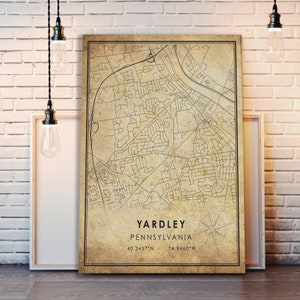 Yardley Vintage Map Print | Yardley Pennsylvania Map | Yardley City ...