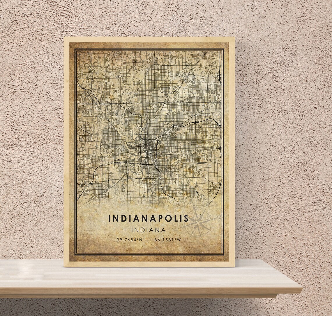 Indianapolis Vintage Map Print Indianapolis Map Indiana | Etsy