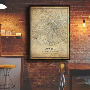 Lowell Vintage Map Print | Lowell Map | Massachusetts Map Art | Lowell ...
