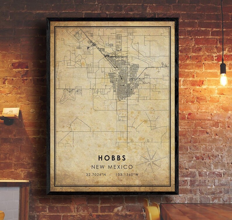 Hobbs Vintage Map Print Hobbs Map New Mexico Map Art - Etsy