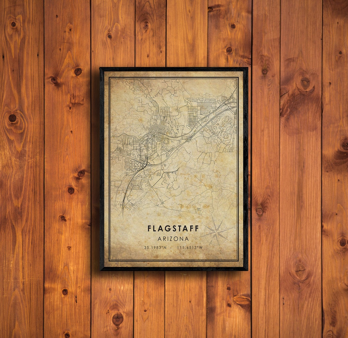 Flagstaff Vintage Map Print Flagstaff Map Arizona Map Art | Etsy
