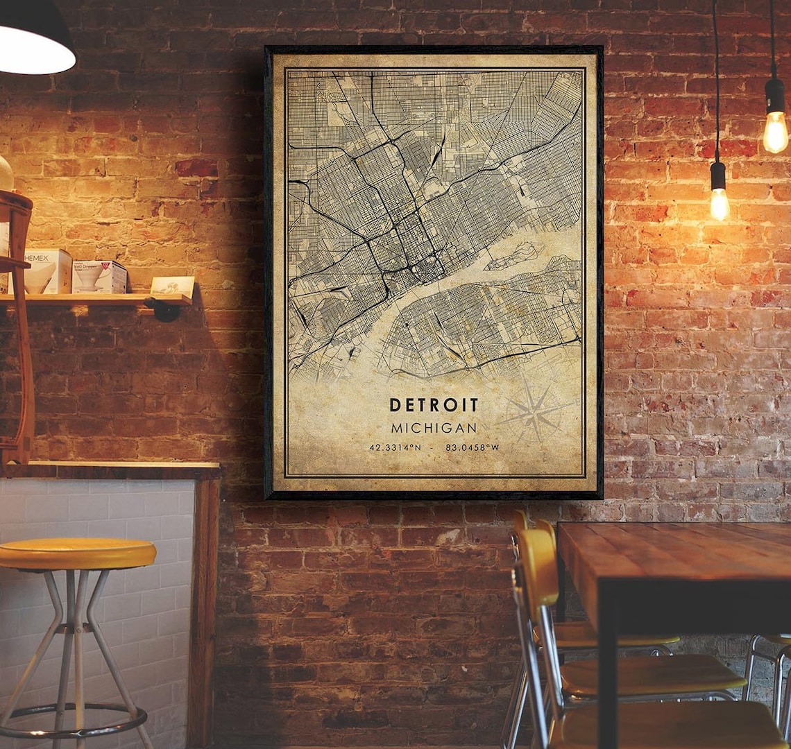 Detroit Vintage Map Print Detroit Map Michigan Map Art - Etsy