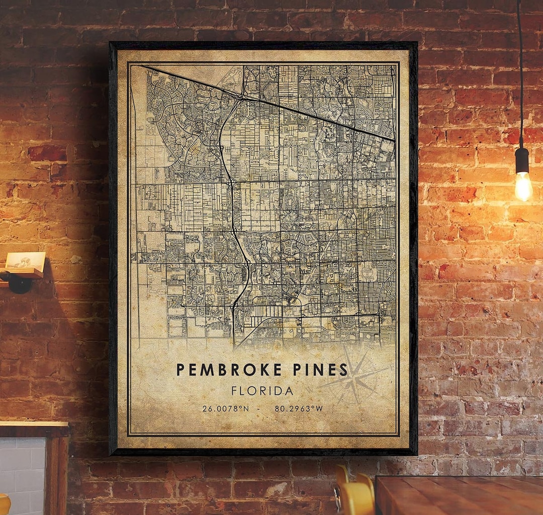 Pembroke Pines Map Print | Pembroke Pines Map | Florida Map Art ...