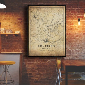 Bell County Map Print | Bell County Map | Kentucky Map Art | Bell ...