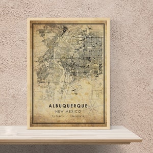 Albuquerque Vintage Map Print Albuquerque Map New Mexico | Etsy