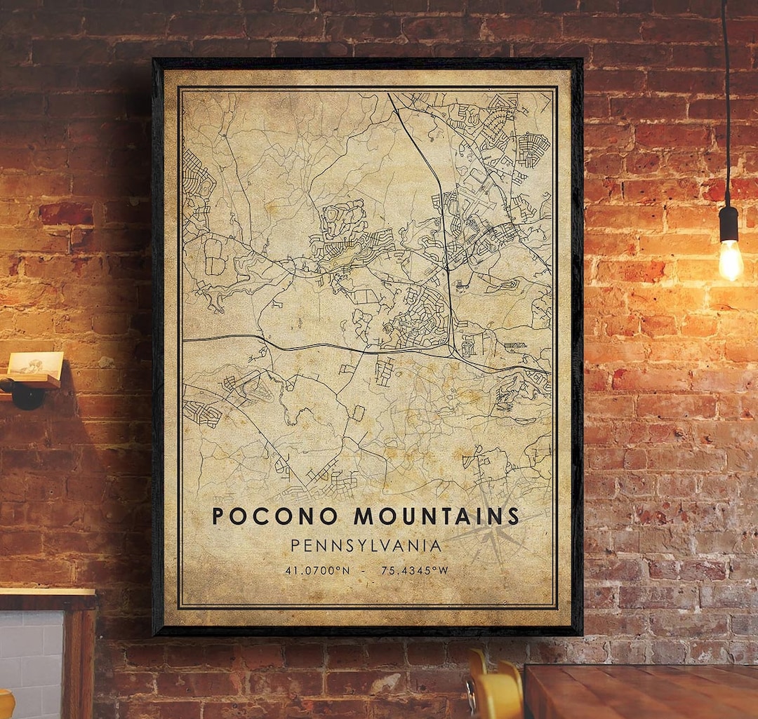Pocono Mountains Map Print | Pocono Mountains Map | Pennsylvania Map ...