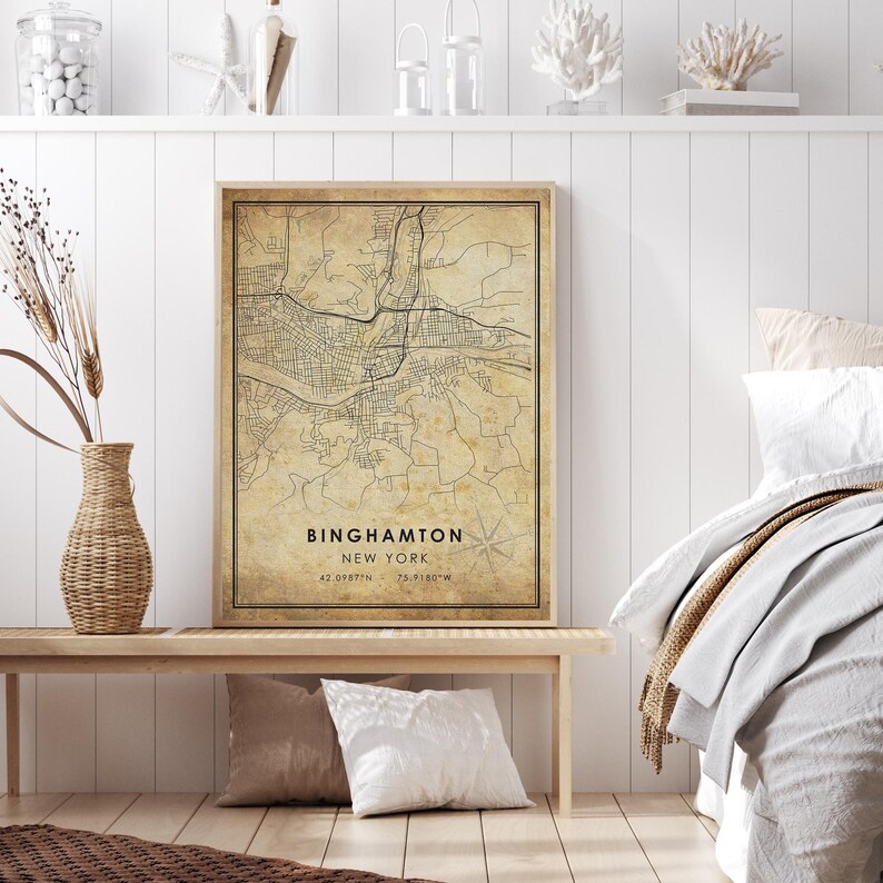 Binghamton Vintage Map Print Binghamton Map New York Map - Etsy