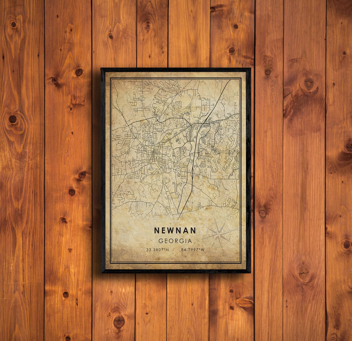 Newnan Vintage Map Print Newnan Map Georgia Map Art | Etsy