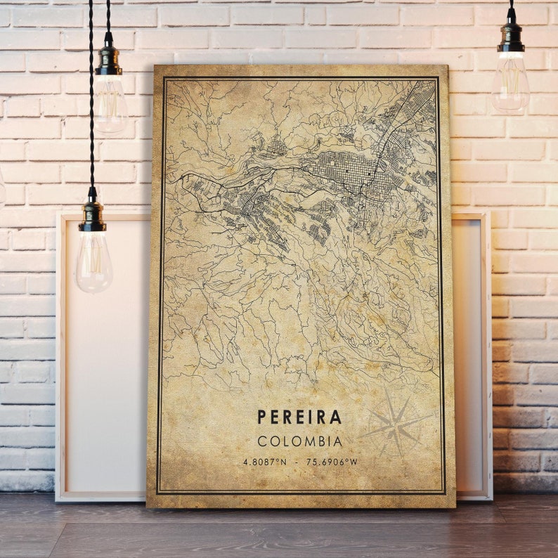 Pereira Map Print Pereira Map Colombia Map Art Pereira - Etsy