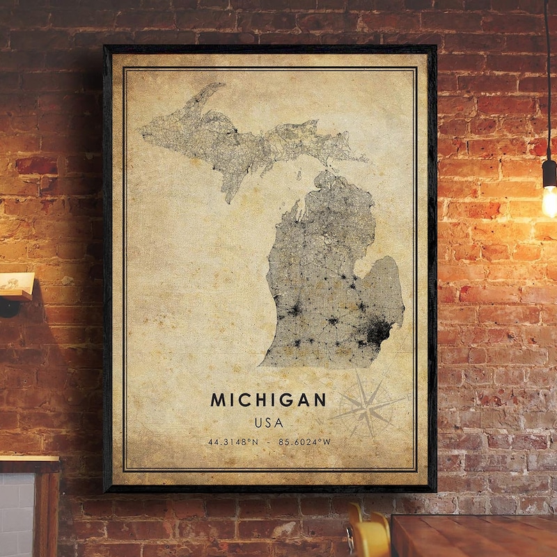 Vintage Road Map Michigan - Etsy