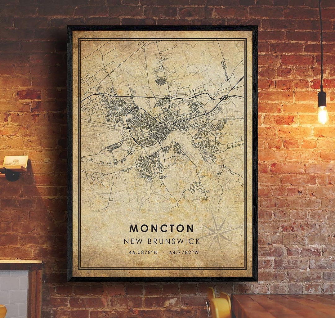 Moncton Map Print | Moncton Map | New Brunswick Map Art | Moncton New ...