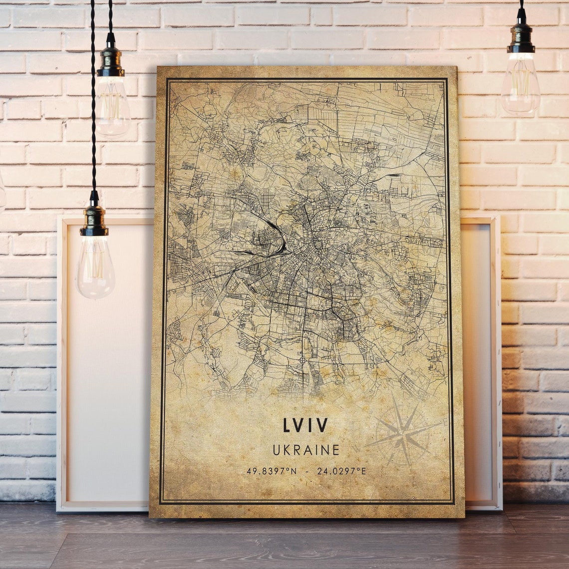 Lviv Vintage Map Print | Lviv Map | Ukraine Map Art | Lviv City Road ...