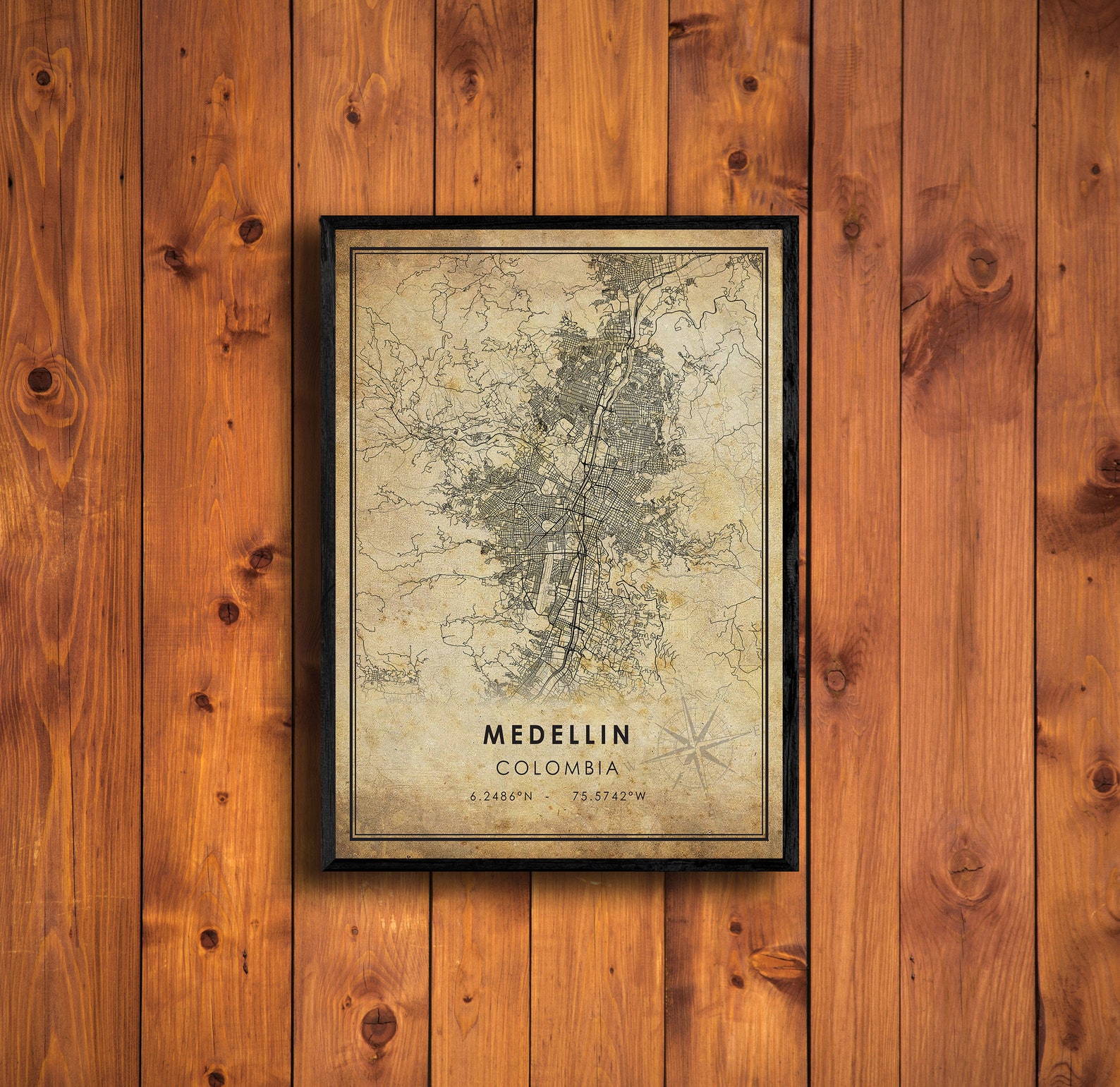 Medellin Vintage Map Print Medellin Map Colombia Map Art | Etsy