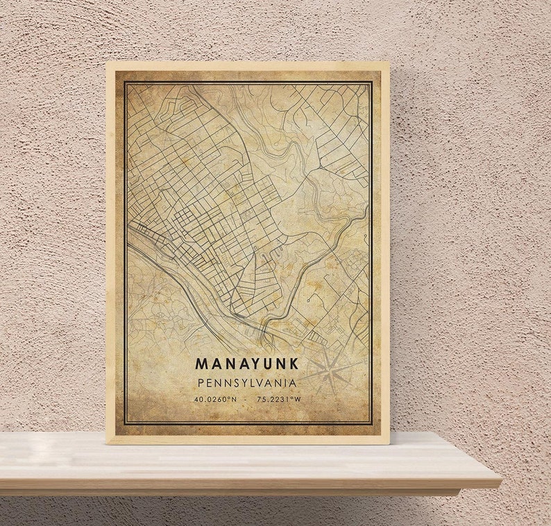 Manayunk Map Print Manayunk Map Pennsylvania Map Art | Etsy