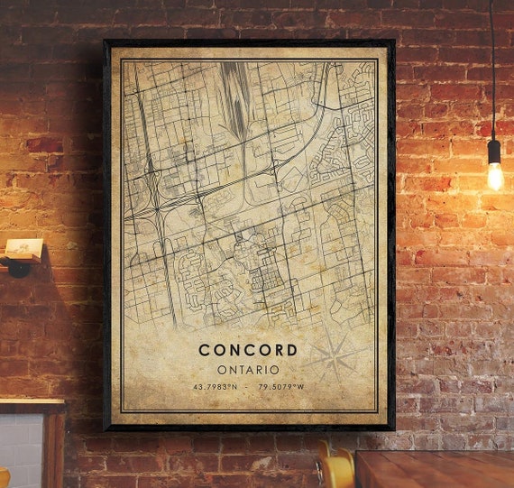 Concord Map Print Concord Map Ontario Map Art Concord | Etsy