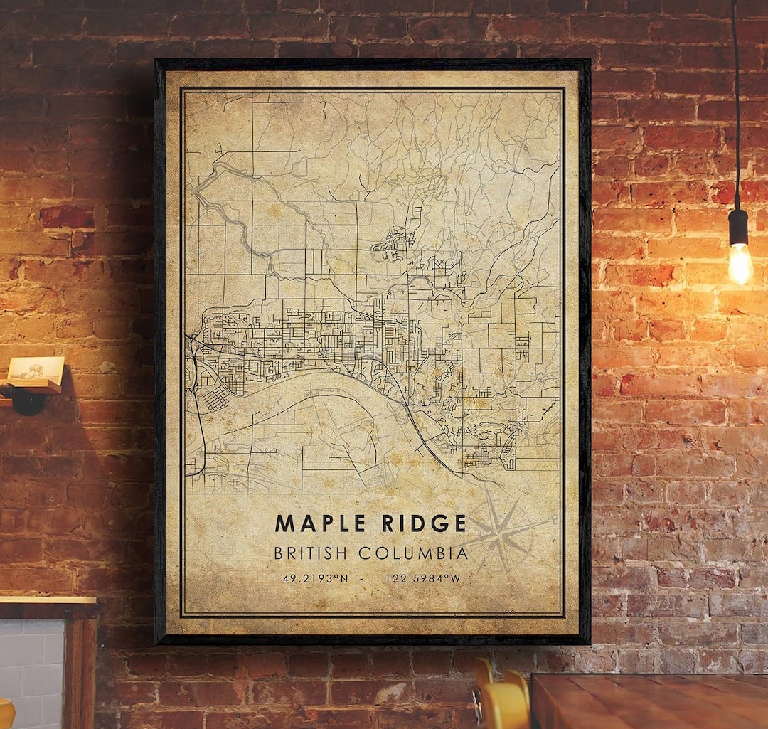 Maple Ridge Vintage Map Print | Maple Ridge Map | British Columbia Map ...