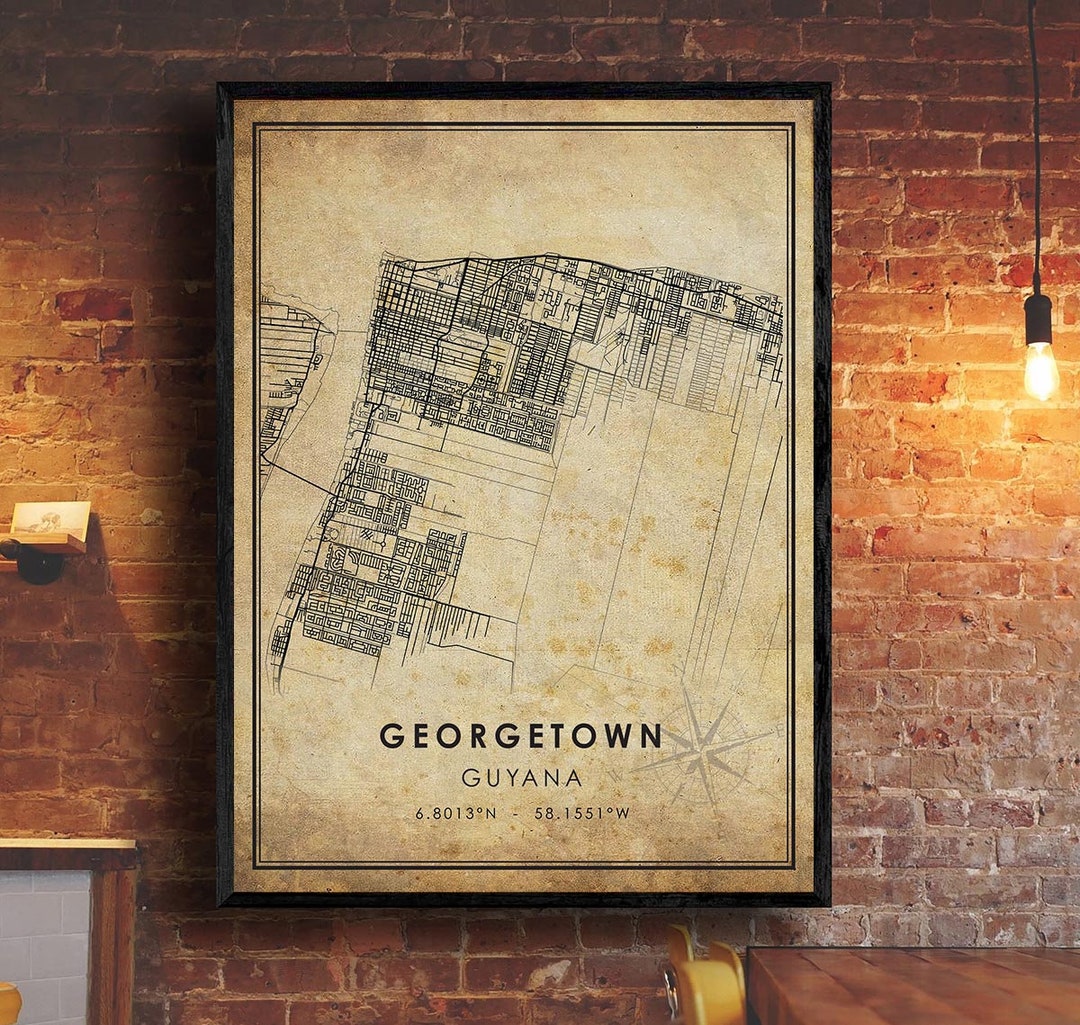 Georgetown Map Print | Georgetown Map | Guyana Map Art | Georgetown ...