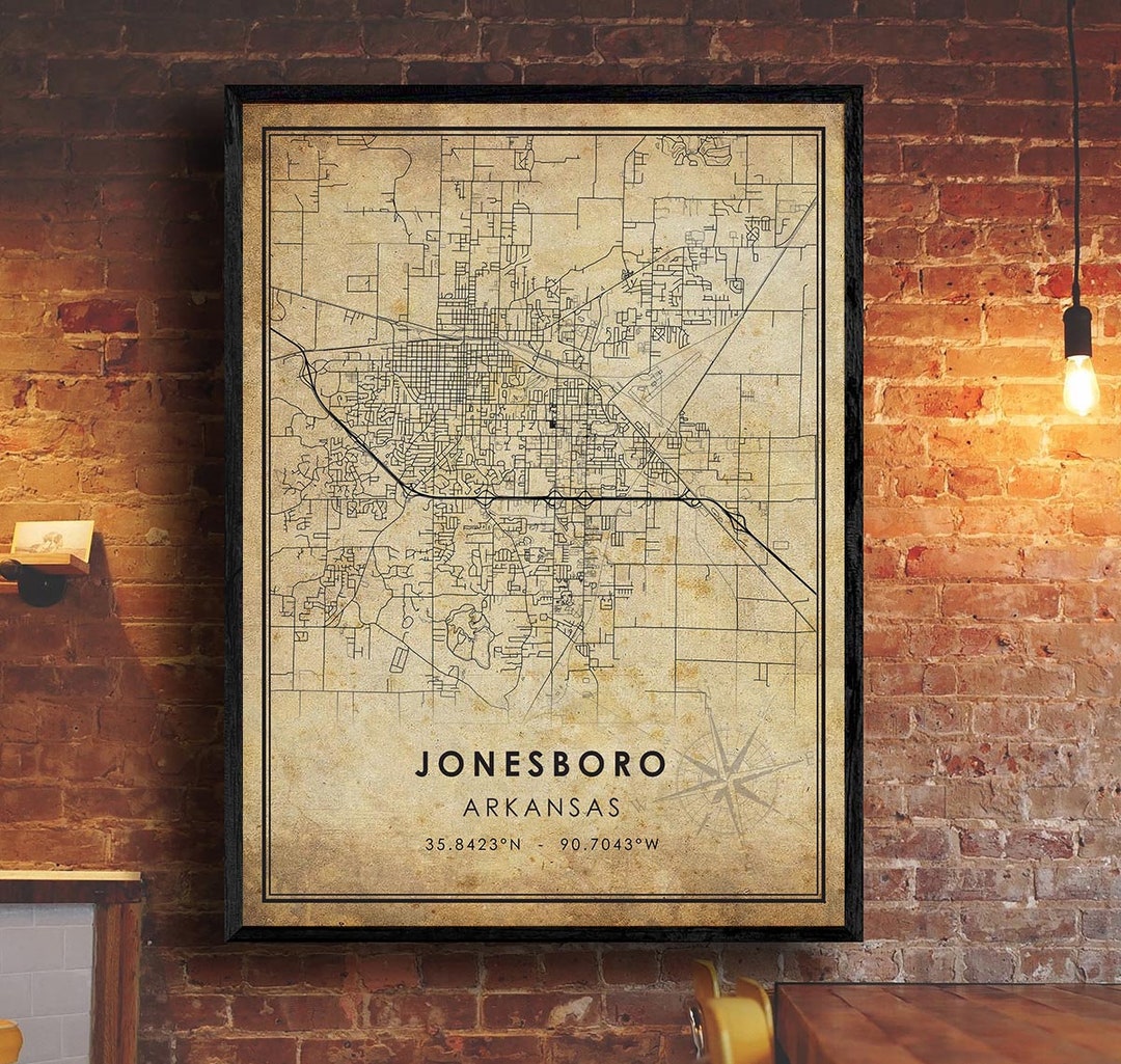 Jonesboro Vintage Map Print Jonesboro Map Arkansas Map Art Jonesboro ...