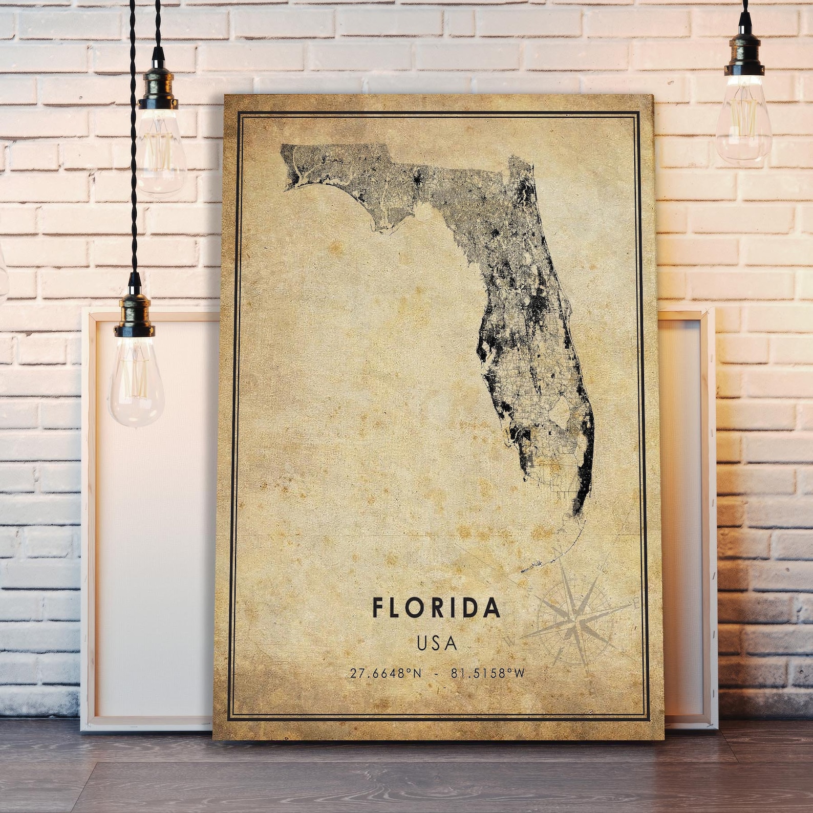 Florida Vintage Map Print | Florida Map | State Map Art | Florida City ...
