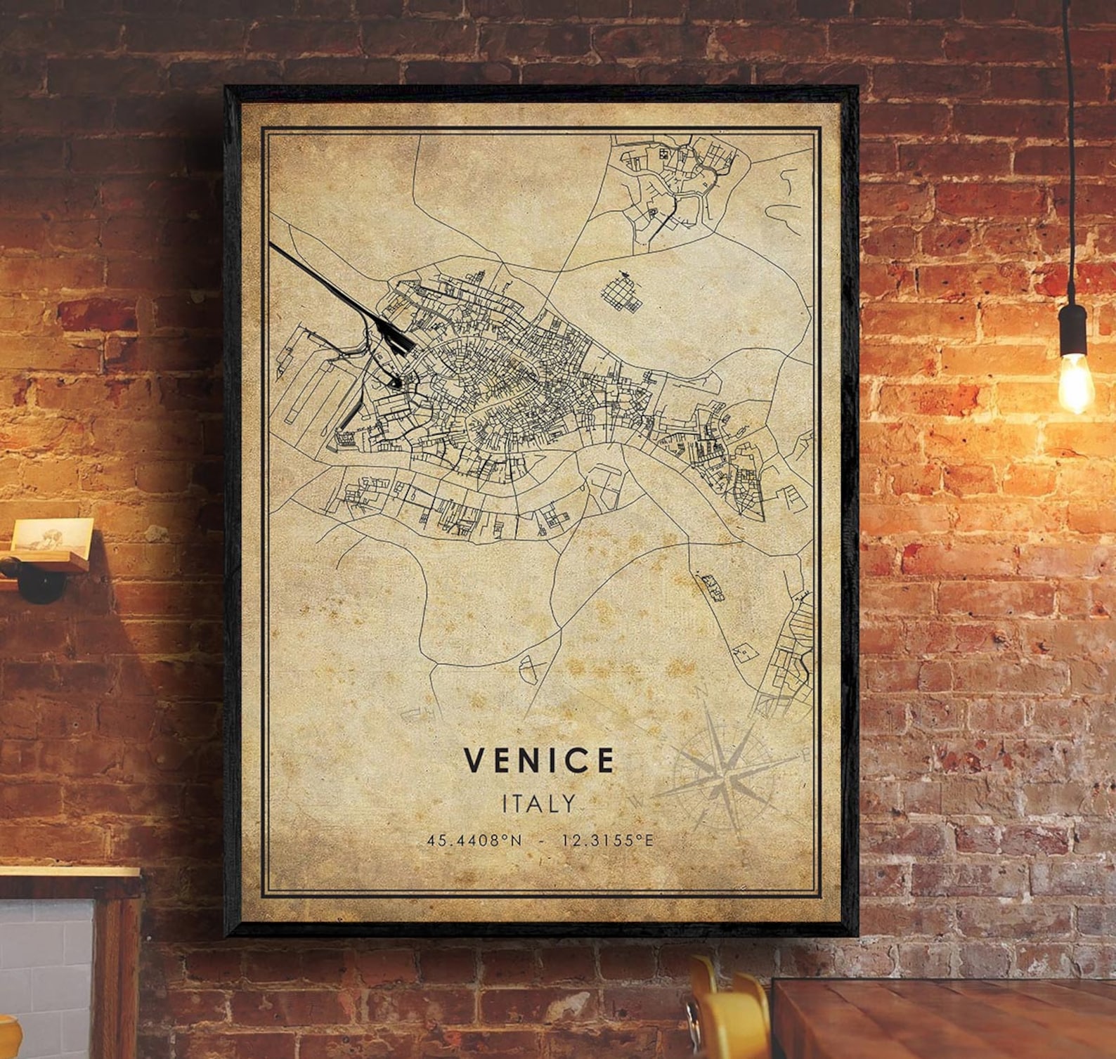 Venice Vintage Map Print Venice Map Italy Map Art Venice - Etsy